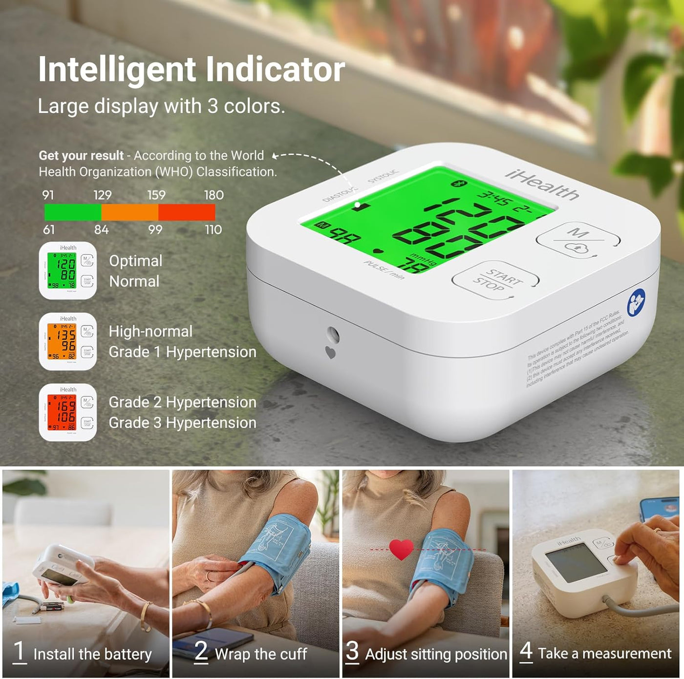 Smart Bluetooth Blood Pressure Monitor - Clinical Accuracy Upper Arm Kit